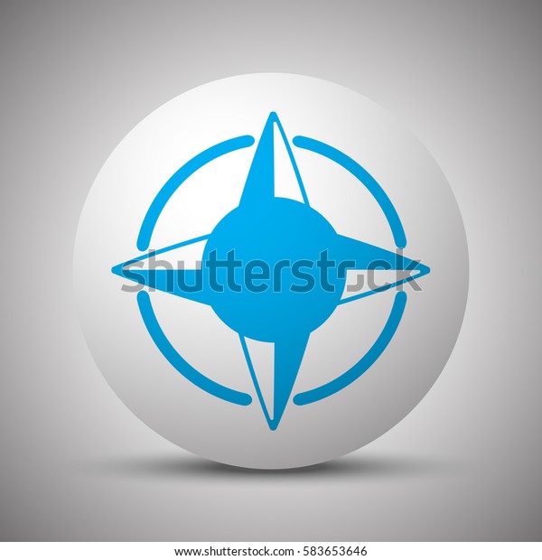Blue Compass Rose Icon On White Stock Vector (Royalty Free) 583653646 ...