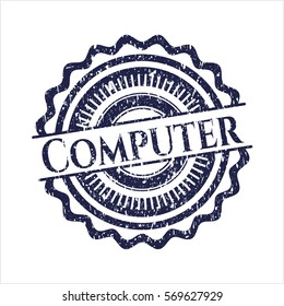 Blue Computer Distressed Rubber Stamp Stock Vector (Royalty Free ...