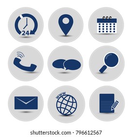 Blue Contact Icon Set Stock Vector (Royalty Free) 796612567 | Shutterstock