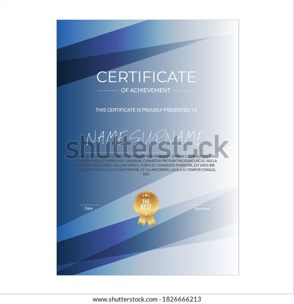 Blue Cool Achievement Certificate Template Stock Vector (Royalty Free ...