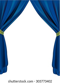 Blue Curtain Stock Vector (Royalty Free) 303773402 | Shutterstock