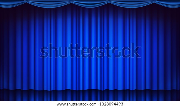 Vector de escenario de cortina azul. Teatro, Ópera O Cine Escenario ...