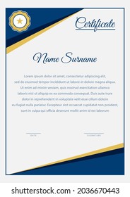 Blue Curved Corner Horizontal Certificate Template Stock Vector ...