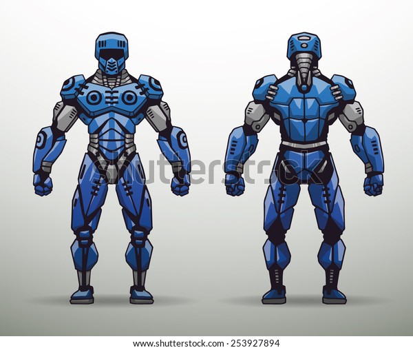 Blue Cyborg Soldier Vector Stock Vector (Royalty Free) 253927894