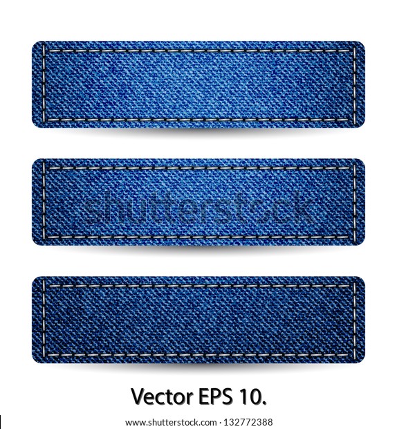 Blue Denim Jean Tag Label Texture Stock Vector (Royalty Free) 132772388