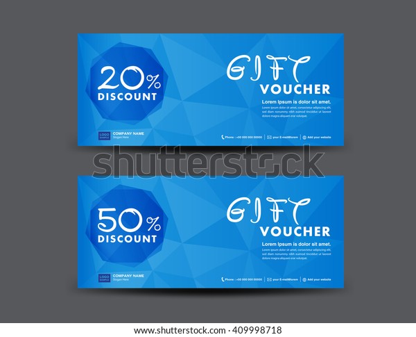 Blue Discount Voucher Template Coupon Designticket Stock Vector ...