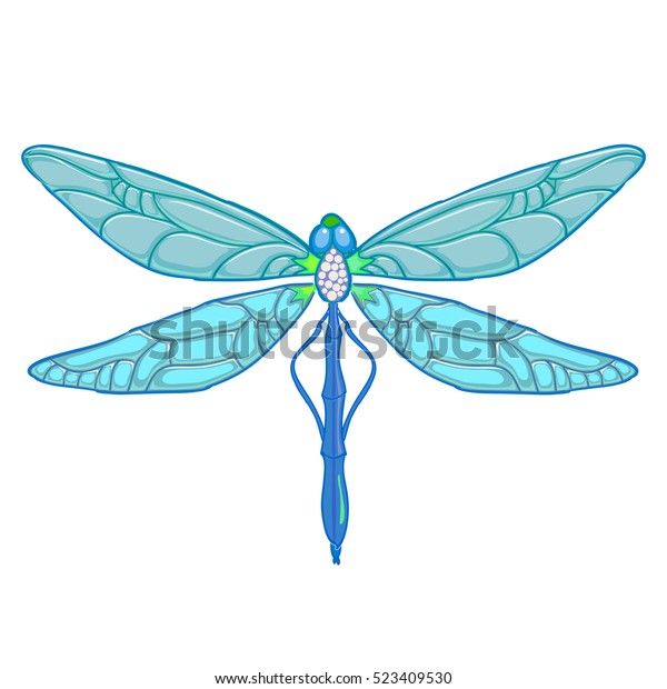 Blue Dragonfly On White Background Vector Stock Vector (Royalty Free ...