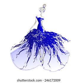 Blue Dress Stock Vector (Royalty Free) 246172009 | Shutterstock