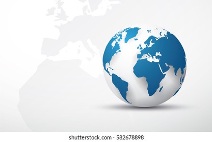 Blue Earth Globe World Map Background Stock Vector (Royalty Free ...