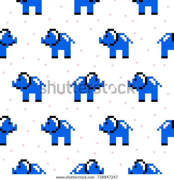 Blue Elephant Cartoon Pixel Art Seamless Stock Vector (Royalty Free ...