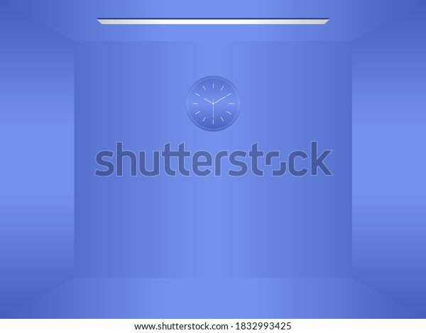 Blue Empty Room Analog Clocks Show Stock Vector (Royalty Free ...