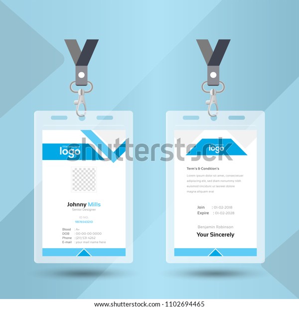 blue event staff id card set with lanyard. vector design and text ...