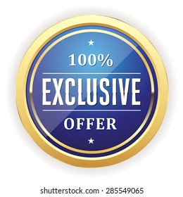 Blue Exclusive Offer Button Gold Border Stock Vector (Royalty Free ...
