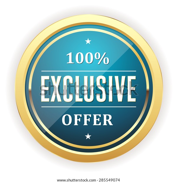 Blue Exclusive Offer Button Gold Border Stock Vector (Royalty Free ...