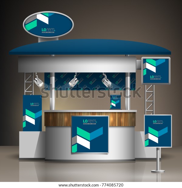 Blue Exhibition Stand Design Geometric Elements Stock Vector (Royalty ...