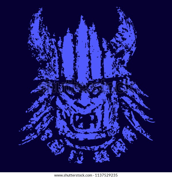 Blue Face Demon Mask Vector Illustration Stock Vector (Royalty Free ...