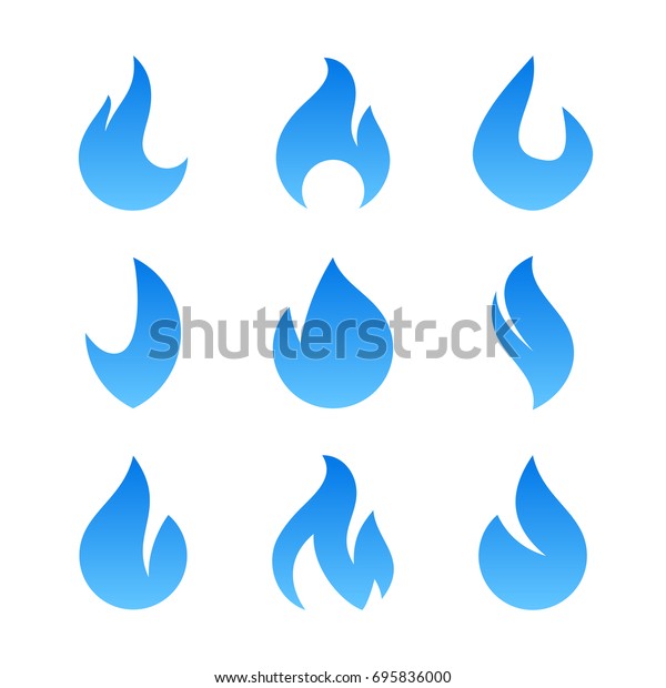 Blue Fire Flame Icons Logo Design Stock Vector (Royalty Free) 695836000