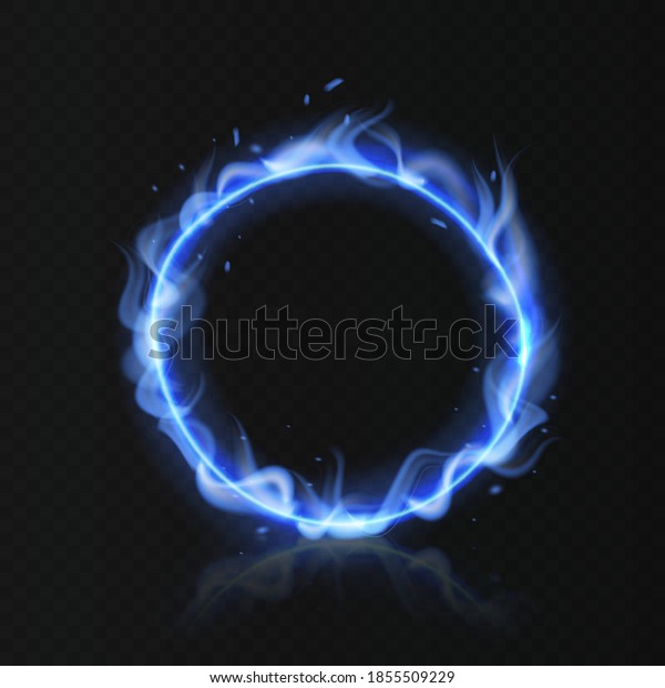 Blue Fire Ring Realistic Burning Circle Stock Vector (Royalty Free ...