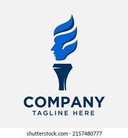 Blue Fire Torch Logo Design Stock Vector (Royalty Free) 2157480777 ...