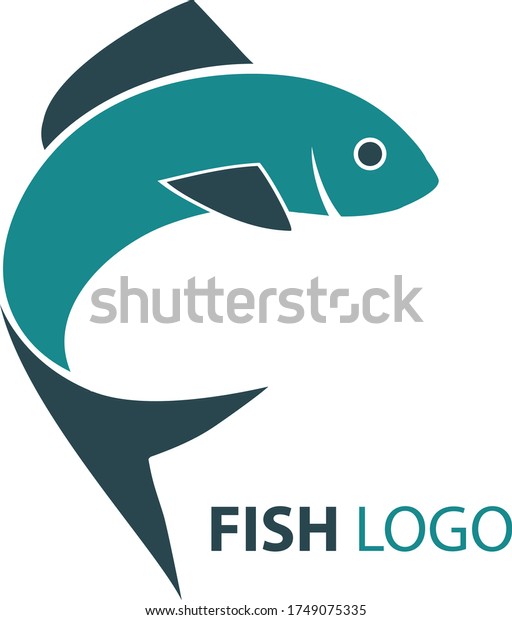 Blue Fish Logo On White Background Stock Vector (Royalty Free ...