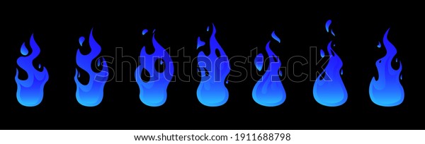 Blue Flame Fire Animation Sprites Animation Stock Vector (Royalty Free ...