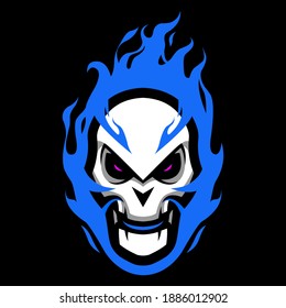 Blue Flame Skull Ghost Mascot Stock Vector (Royalty Free) 1886012902 ...