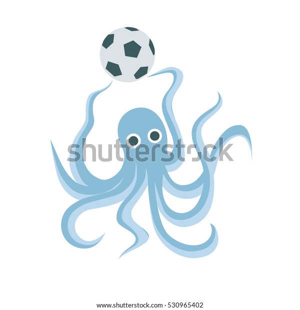 Blue Flat Cartoon Octopus Ball Playing: vector de stock (libre de ...