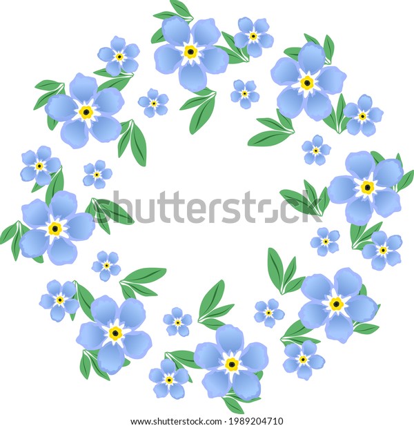 Blue Flower Circle Frame Nature Stock Vector (Royalty Free) 1989204710 ...
