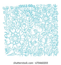 Blue Flowers Line Art Vector Graphic Stock Vector (Royalty Free ...