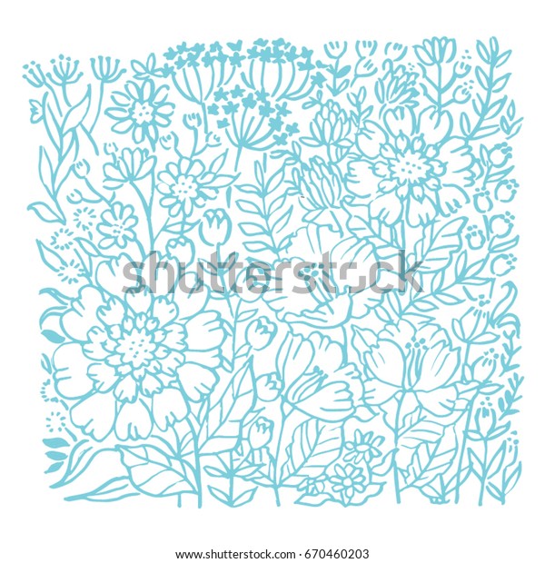Blue Flowers Line Art Vector Graphic Stock Vector (Royalty Free ...