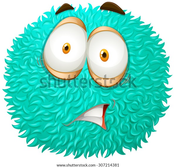 Blue Fluffy Ball Scared Face Illustration Stock Vector (Royalty Free ...
