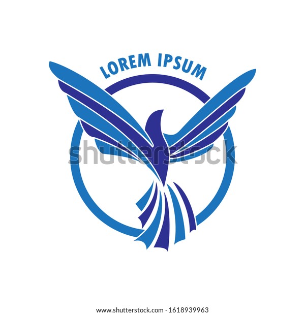 Blue Flying Phoenix Bird Logo Stock Vector (Royalty Free) 1618939963