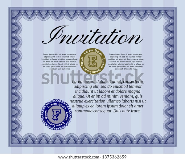 Blue Formal Invitation Background Modern Design Stock Vector (Royalty ...