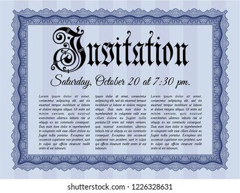 Blue Formal Invitation Detailed Complex Background Stock Vector ...