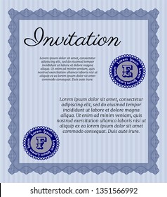 Blue Formal Invitation Template Complex Background Stock Vector ...