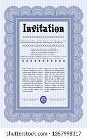 Blue Formal Invitation Template Cordial Design Stock Vector (Royalty ...