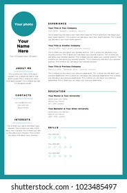 Blue Frame Creative Colorful Cv Resume Stock Vector (Royalty Free ...