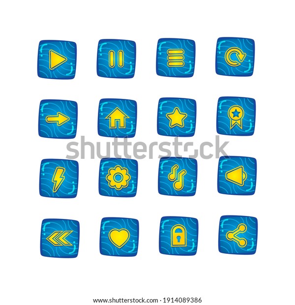 Blue Game Ui Kit Collection Design Stock Vector (Royalty Free ...