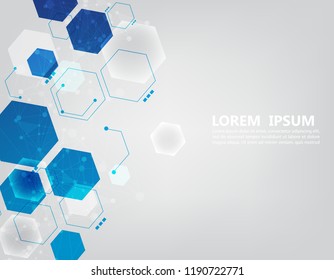 Blue Geometric Hexagon White Background Stock Vector (Royalty Free ...