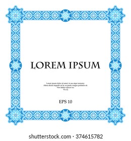 Blue Geometric Square Frame Classic Style Stock Vector (Royalty Free ...