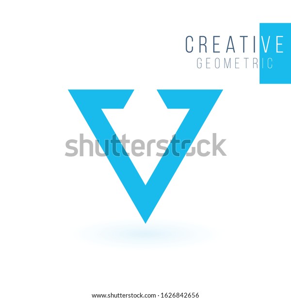 Blue Geometric Triangle Pyramid Logo Design Stock Vector (Royalty Free ...