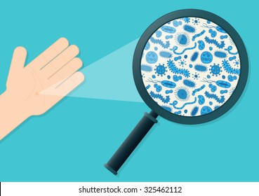 Blue Germs On Hand Being Viewed Stock Vector (Royalty Free) 325462112 ...