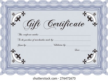 Blue Gift Certificate Template Stock Vector (Royalty Free) 276472673 ...