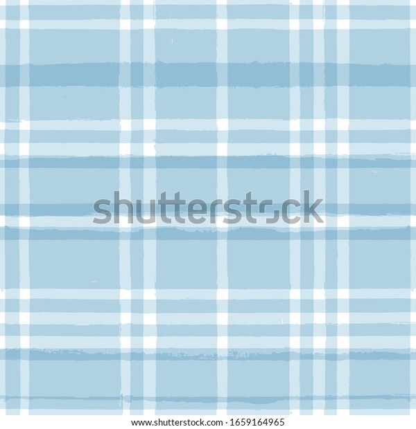 Blue Gingham Seamless Pattern Watercolor Stripes Stock Vector (Royalty ...