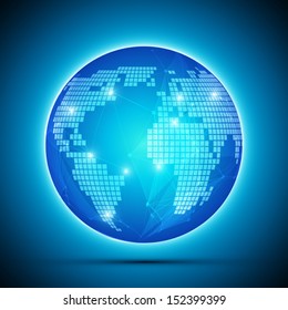 Blue Global Network Globe Vector Background Stock Vector (Royalty Free ...