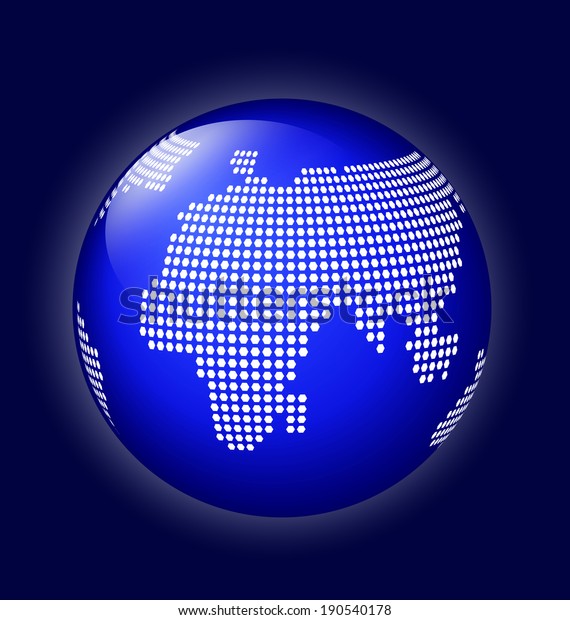 Blue Globe Symbol White World Map Stock Vector (Royalty Free) 190540178 ...