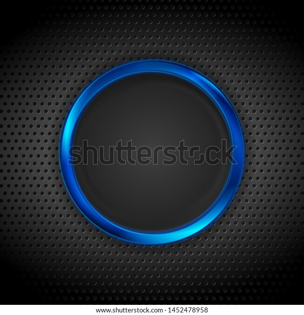 Blue Glossy Circle Frame On Dark Stock Vector (Royalty Free) 1452478958 ...