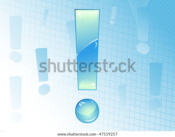 Blue Glossy Exclamation Mark Background Editable Stock Vector (Royalty ...