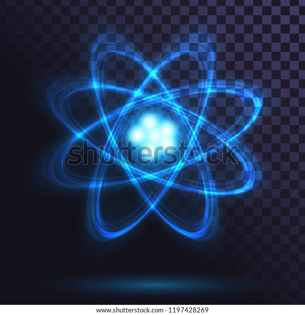 Blue Glowing Atom On Transparent Background Stock Vector (Royalty Free ...