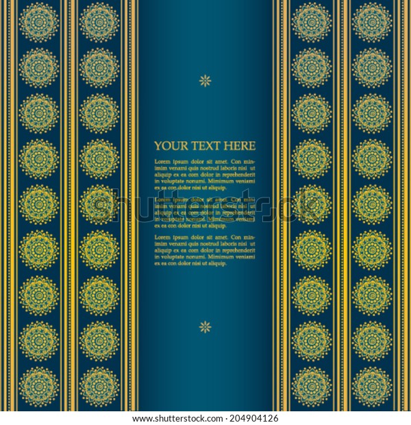 Blue Gold Asian Background Design Stock Vector (Royalty Free) 204904126 ...